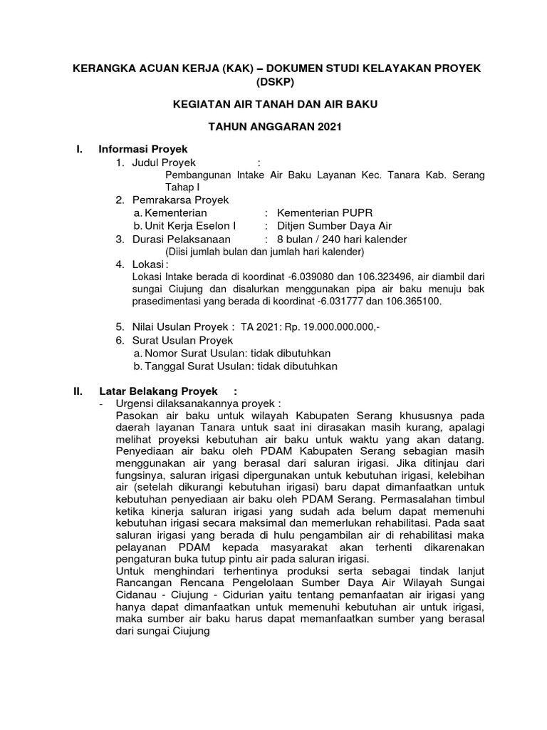 Proyek Intake Air Baku Tanara 2021 | PDF