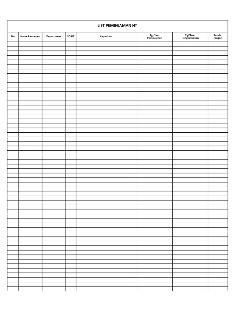 List Peminjaman HT | PDF