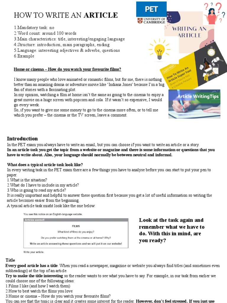How To Write An Article | PDF | Movie Theater | Cognition