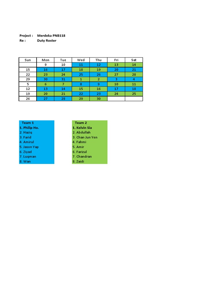 Duty Roster (Aug & Sept 2021) | PDF