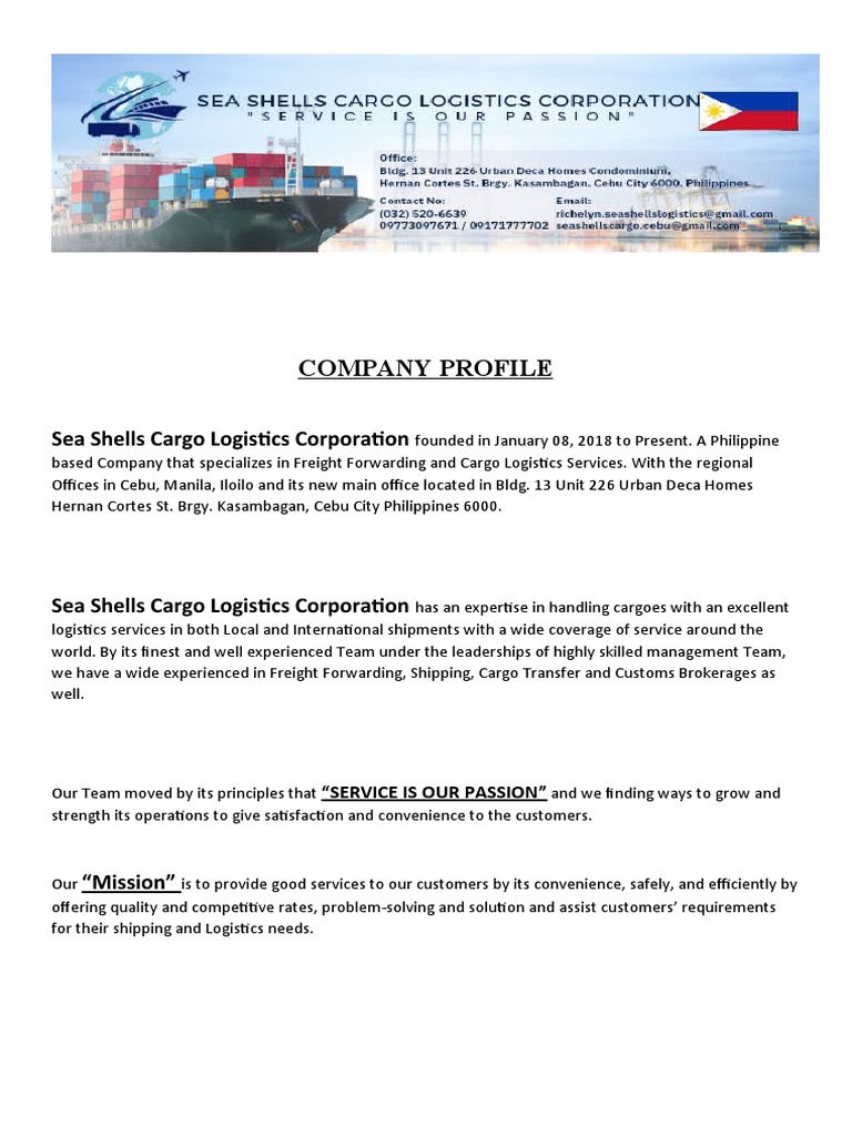 Sea Shells Cargo Logistics Overview | PDF | Business | Finance & Money ...