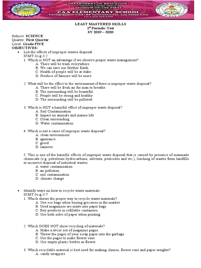 LMS Q1 Grade5 Sy2019 2020 | PDF | Waste | Waste Management