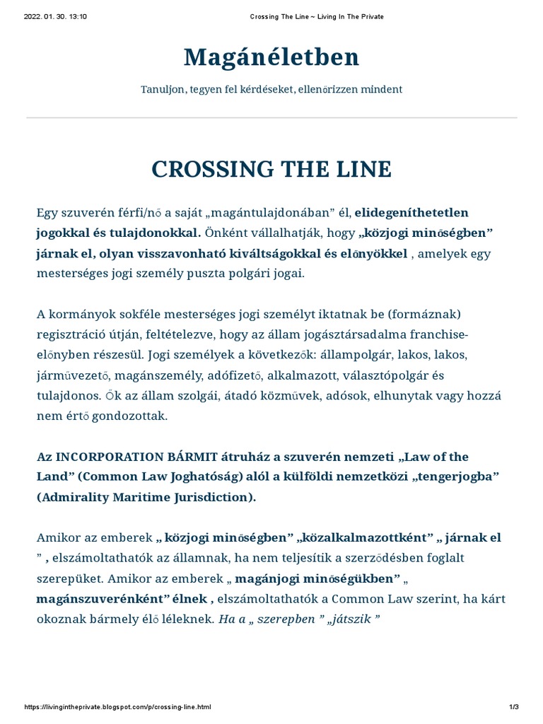 Crossing The Line - Living in The Private | PDF
