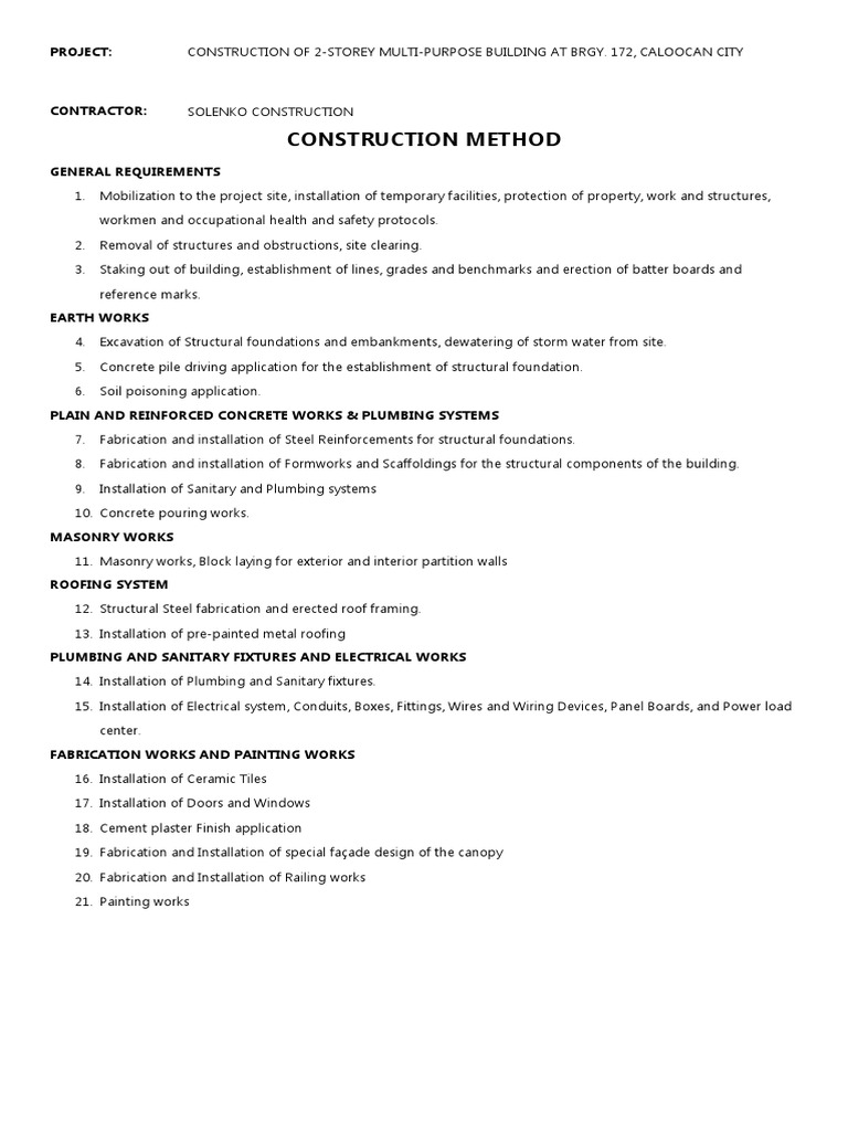 Method - W MultiPurpose BLDG. | PDF