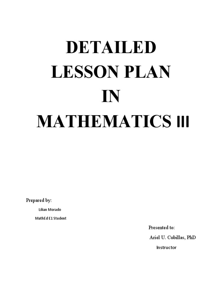 Lesson Plan in Mathematics Morado Lilian | PDF | Teachers | Lesson Plan
