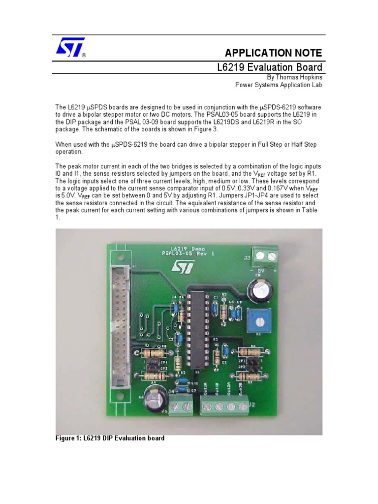 L6219 Evaluation Board Application Note | PDF | Resistor | Electrical Components