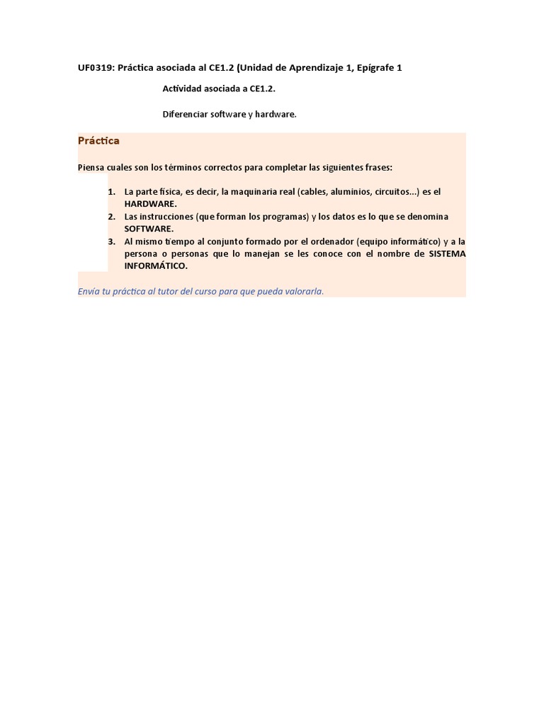 1 Práctica Asociada Al CE1.2 (Unidad de Aprendizaje 1, Epígrafe 1 | PDF 1 Práctica Asociada Al CE1.2 (Unidad de Aprendizaje 1, Epígrafe 1 | PDF