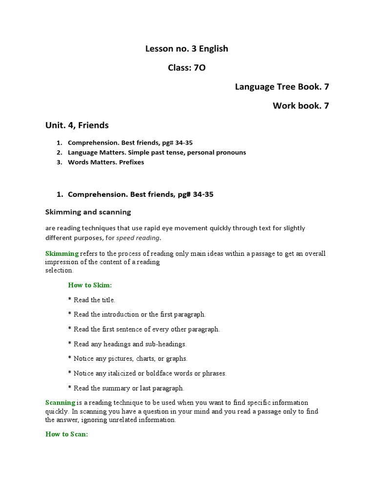 English 7O - Unit 4 | PDF | Reading Comprehension | Speed Reading