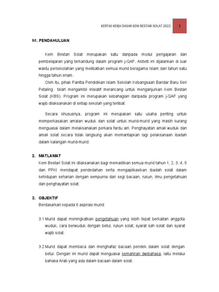 Kertas Kerja KBS 1 2022 | PDF
