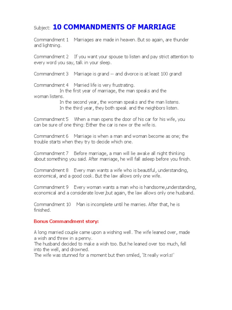 10 Commandments of Marriage | PDF