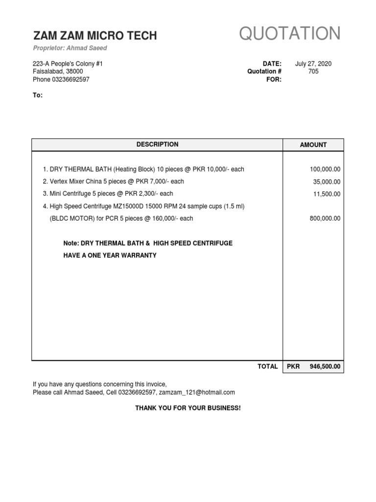 Quotation Khurram | PDF | Technology & Engineering