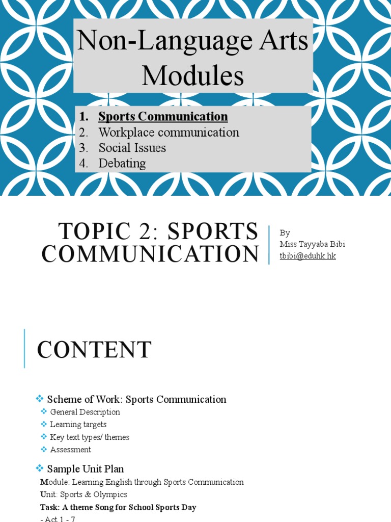 Topic 2 - Sports Communication | PDF | Learning | Sports