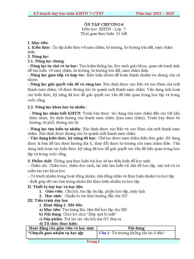 ÔN TẬP CHU DE 6 TỪ Môn KHTN - 7 - CTST | PDF