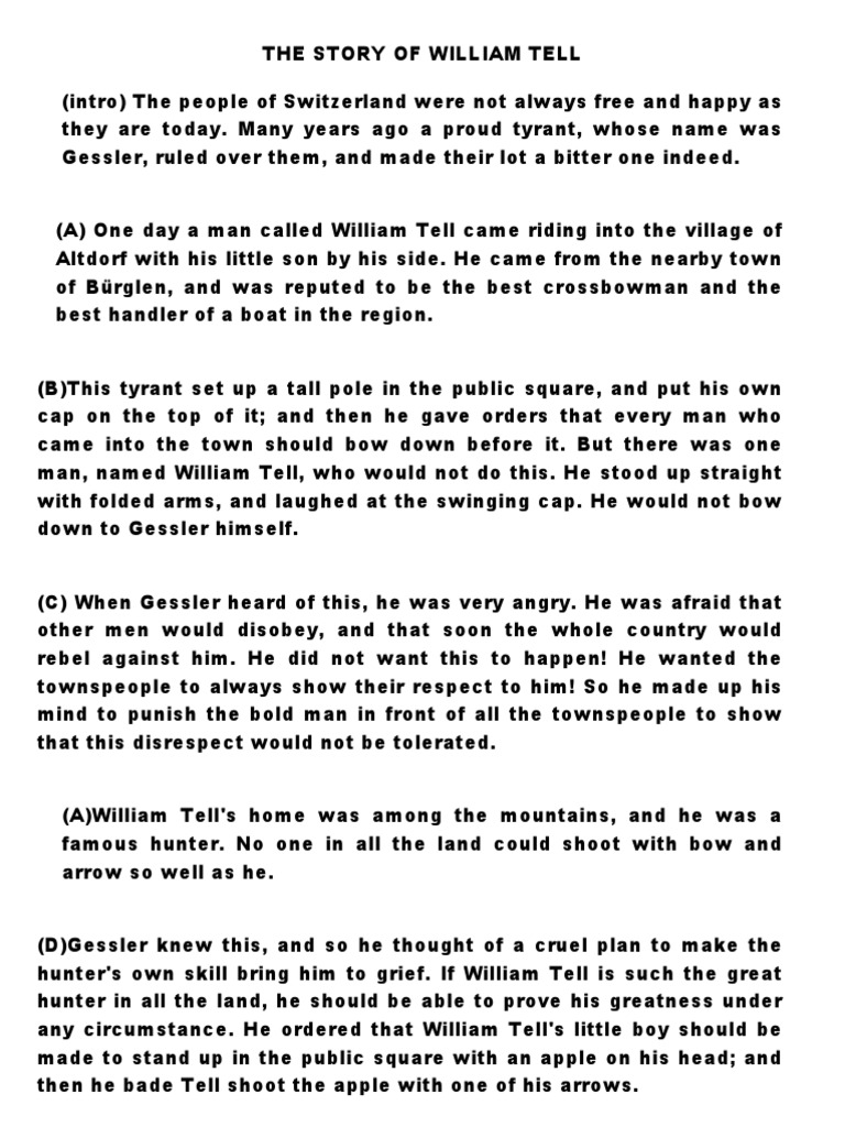 The Story of William Tell Teacher | PDF