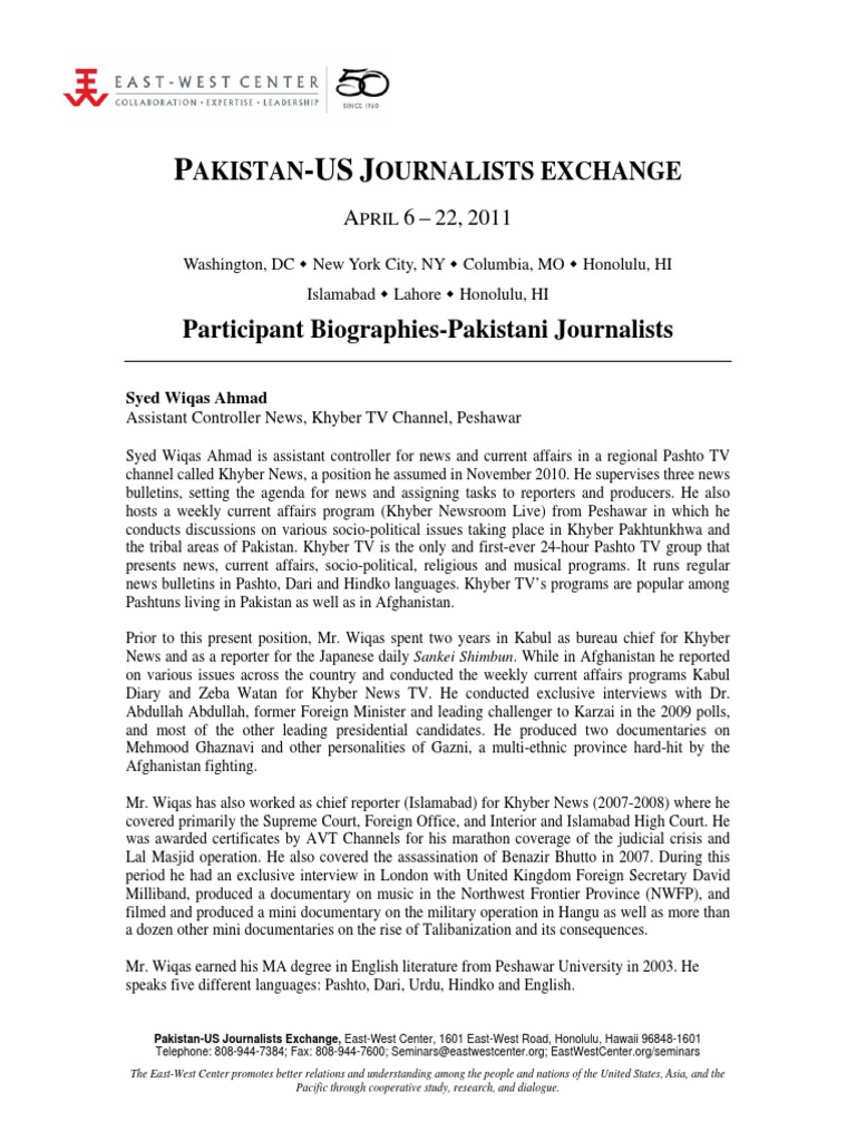 Pakistan-US Journalists Exchange 2011 | PDF | Pakistan