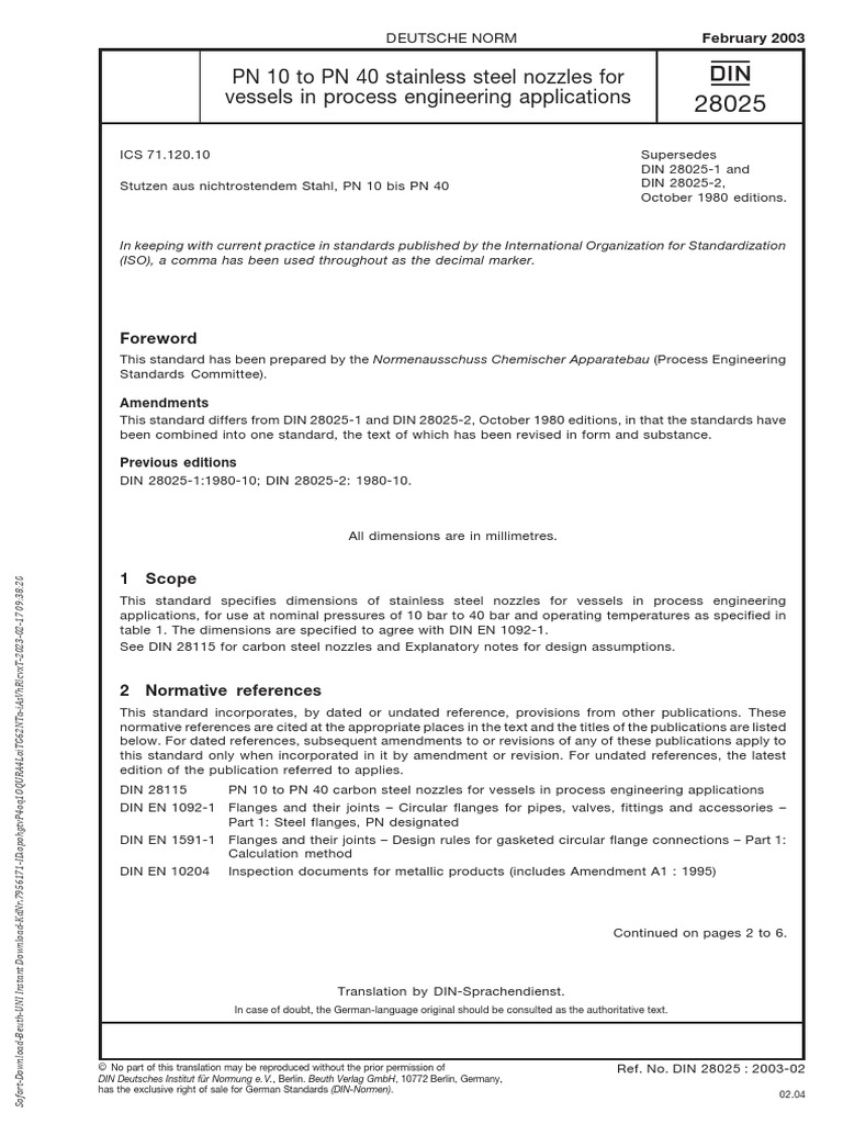 Din 28025 | PDF | Pipe (Fluid Conveyance) | Secondary Sector Of The Economy