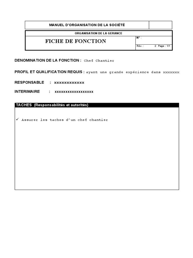Fiche Fonction - Template | PDF