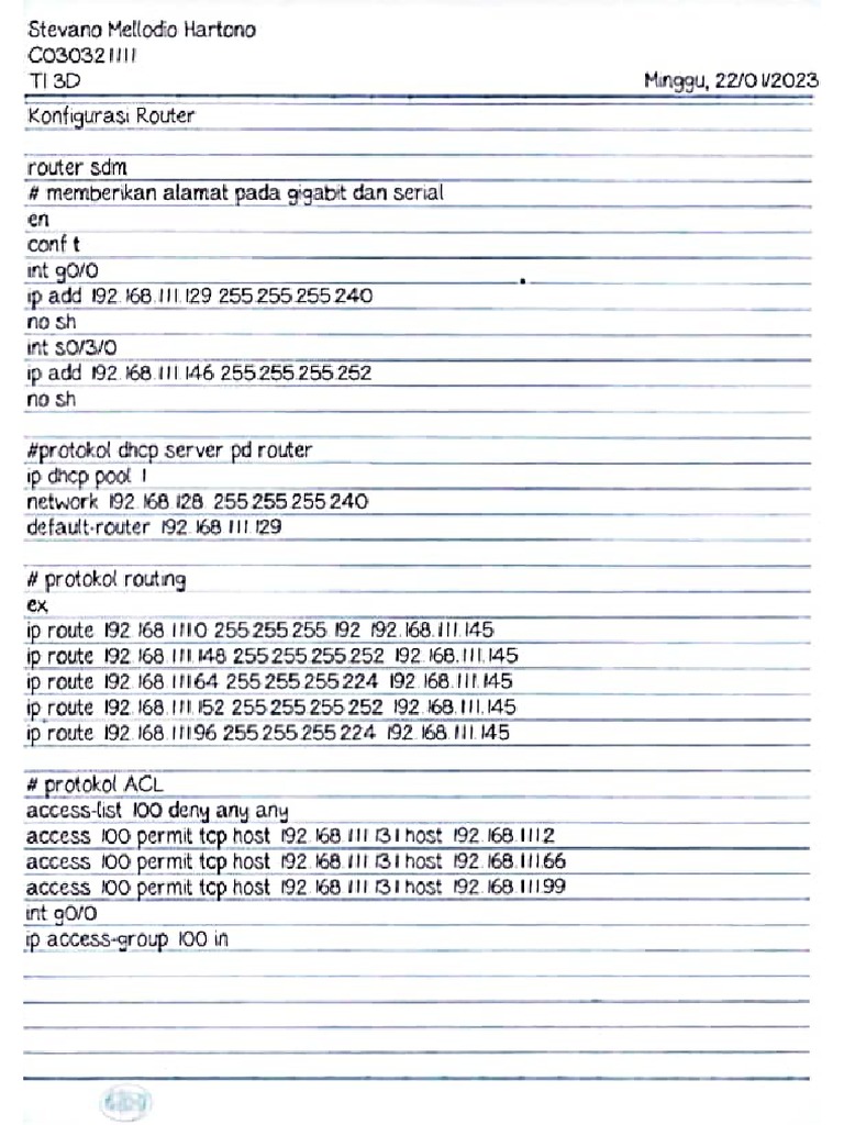 Konfigurasi Router Stevano | PDF