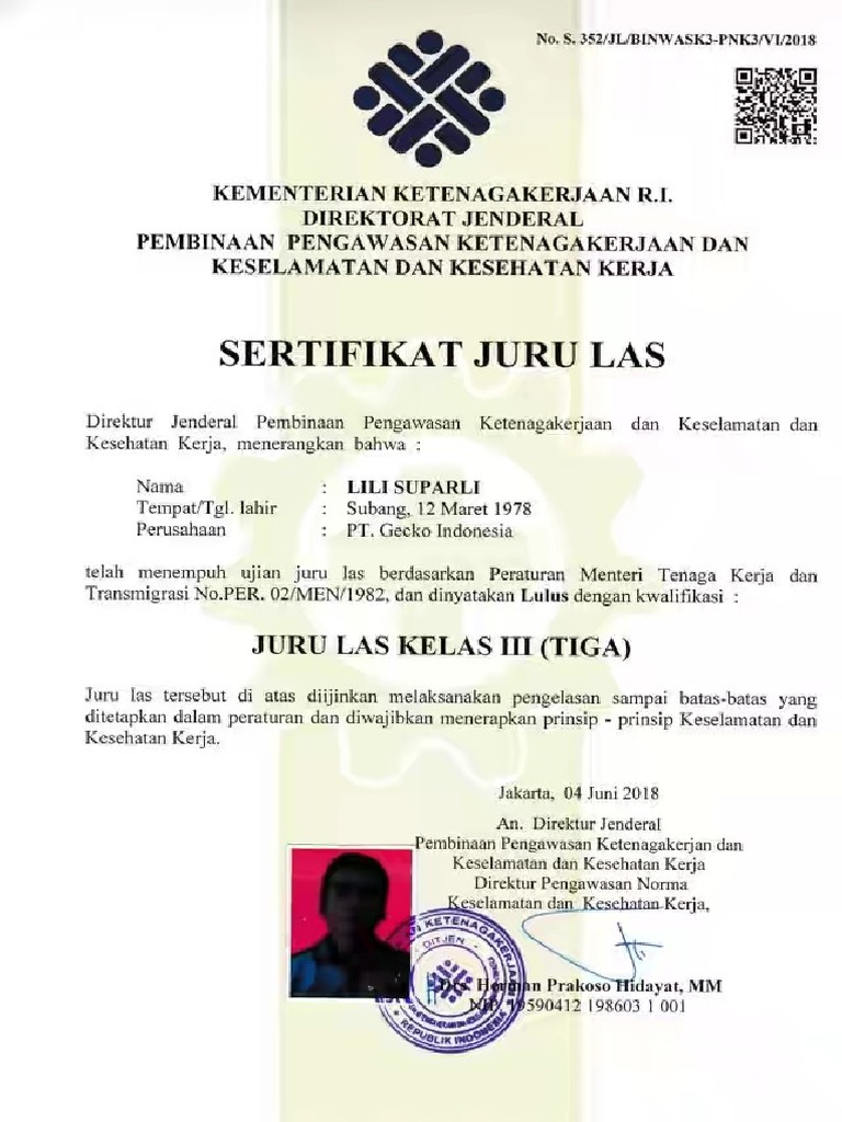 SERTIFIKAT JURU LAS LILI SUPARLI 1 E1533569528245 | PDF