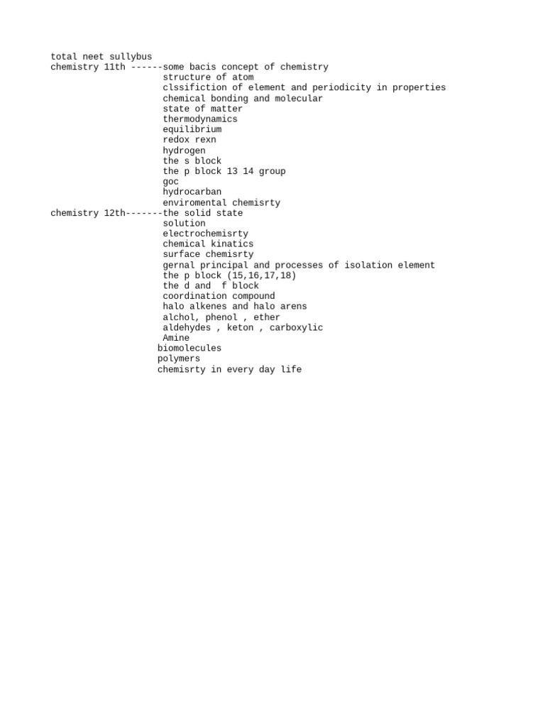 Chemistry All Syllubus | PDF