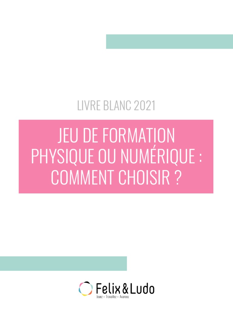 Livre Blanc Felix Ludo Jeu de Formation Physique Ou Numerique Comment ...