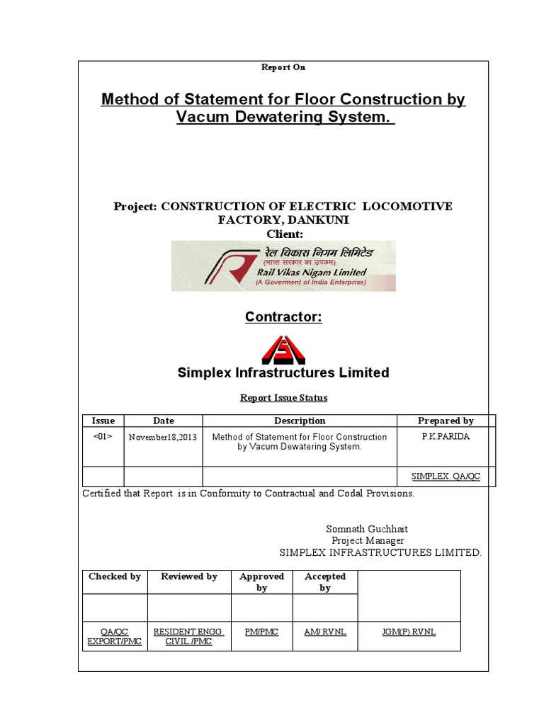 Method of statement for VD FLOORING | PDF | Concrete | Quality Assurance
