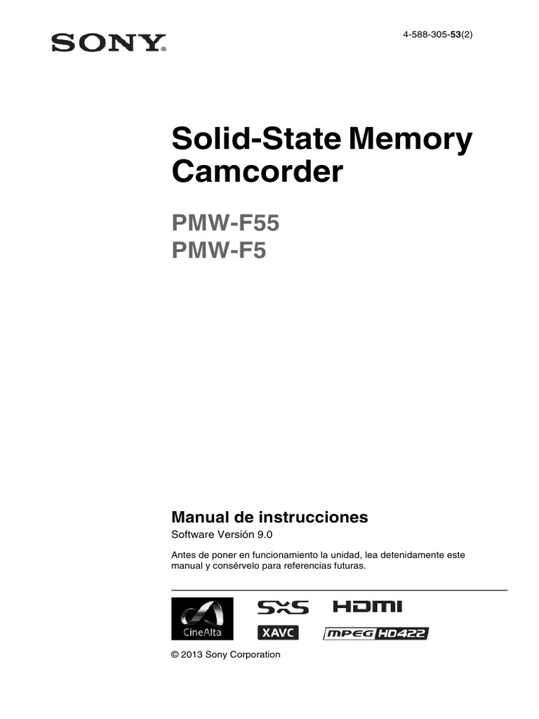 Manual Sony PMW-F55 (Español - 154 Páginas) | PDF