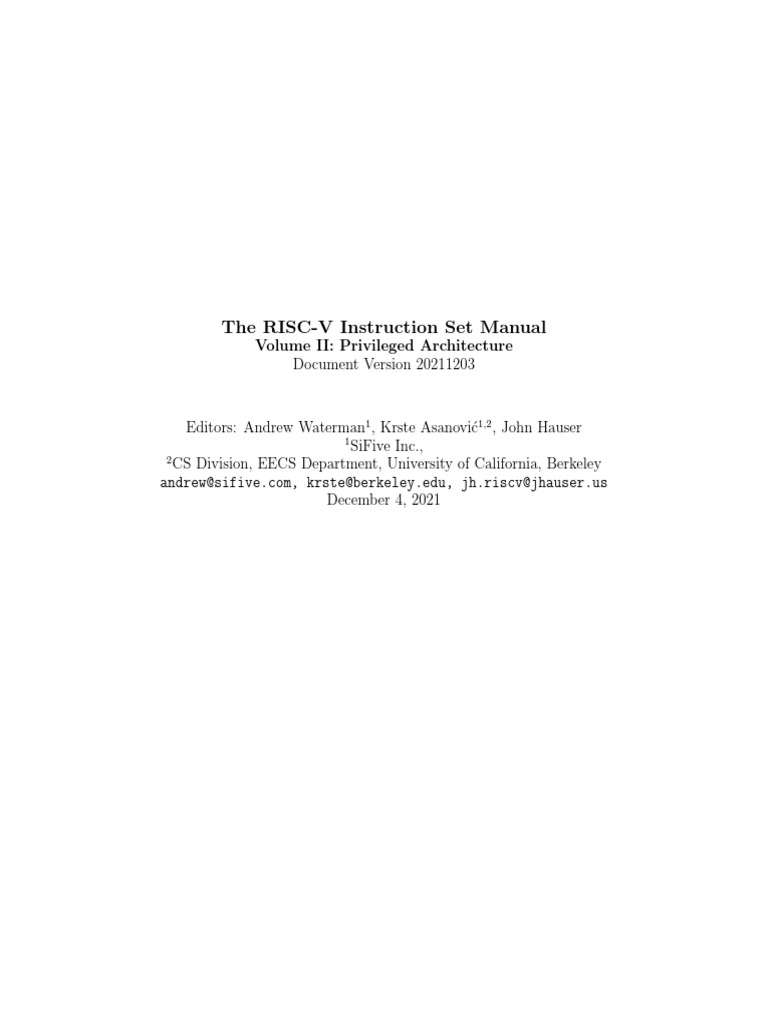 Riscv Privileged 20211203 | PDF | Operating System | Computing