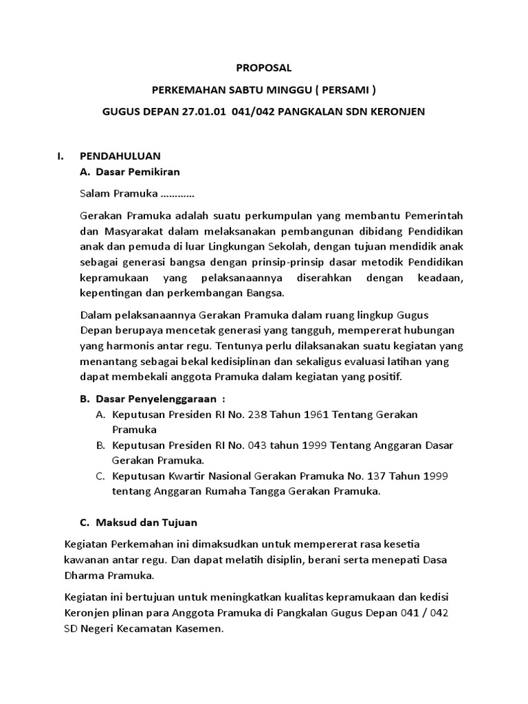 Proposal Persami SDN Keronjen | PDF