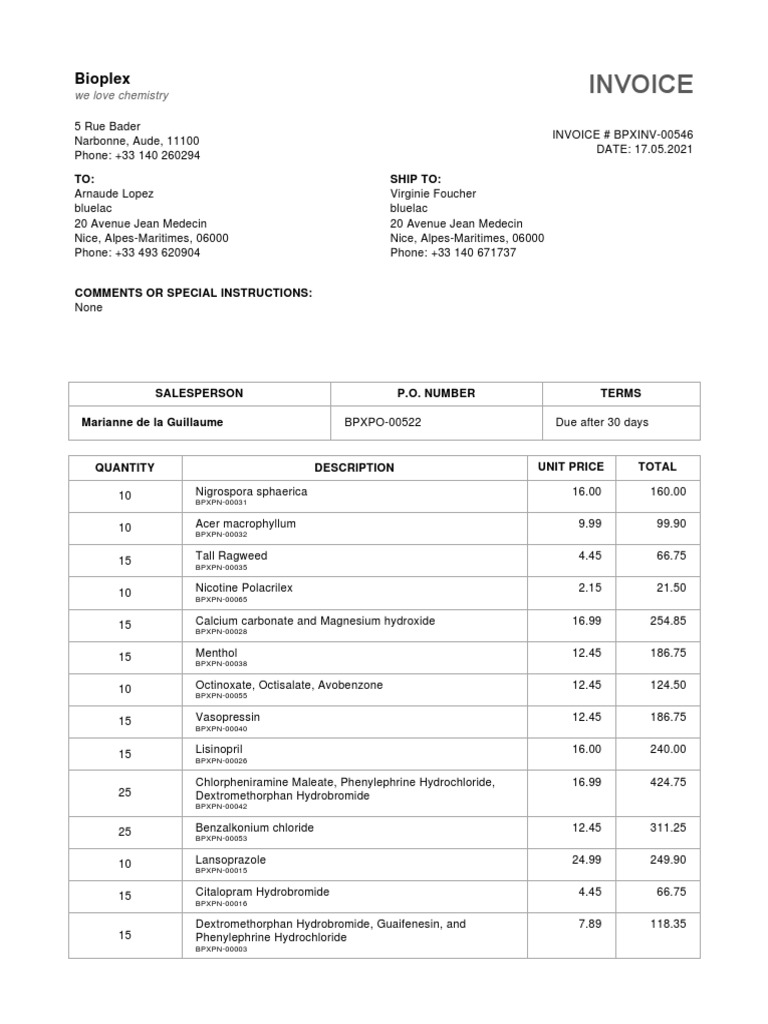 invoice-0-3 | PDF | Chemical Substances | Chemical Compounds