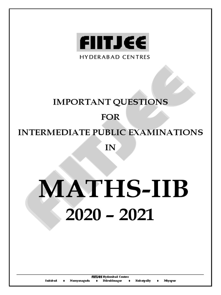 Maths Iib Important Questions For Intermediate Public Examinations In