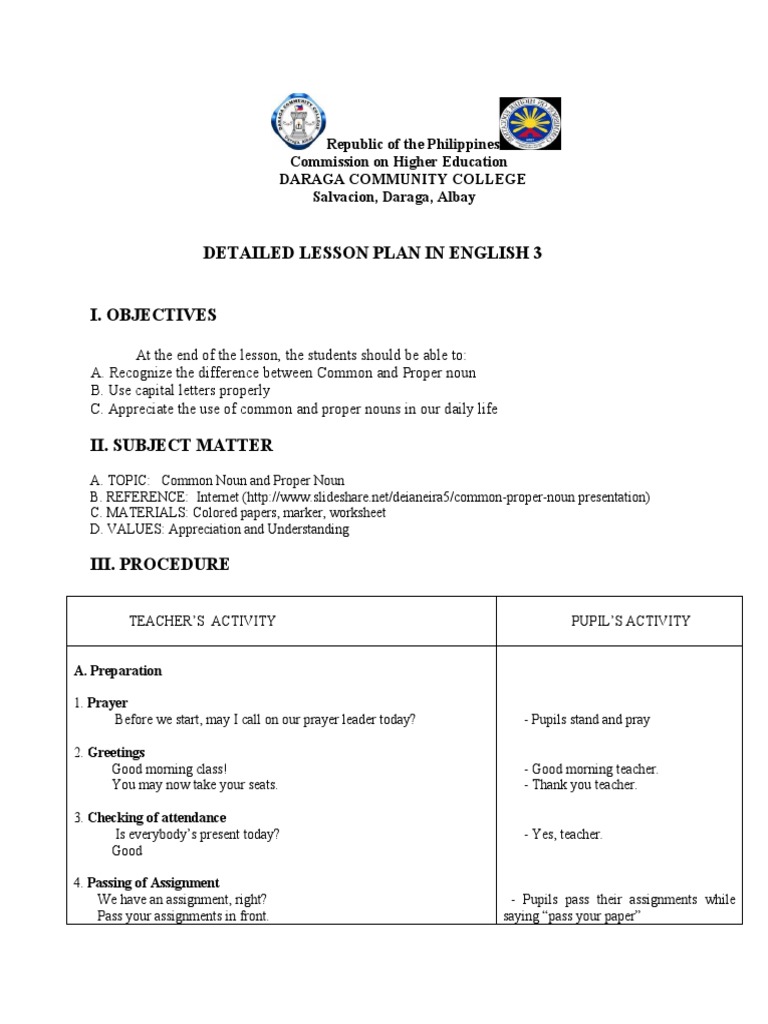Common vs. Proper Nouns Lesson Plan | PDF | Teachers | Noun