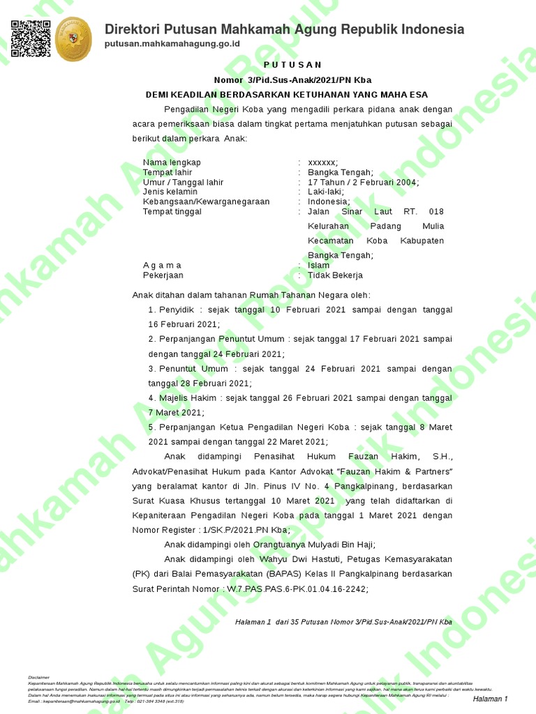 Putusan 3 Pid - Sus-Anak 2021 PN Kba 20221114113411 | PDF