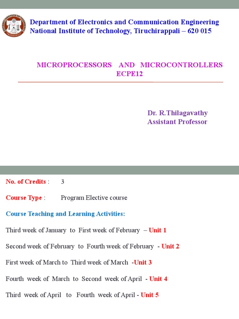 Microprocessor And Microcontroller Course Unit 1 Part 1 2023 Pdf