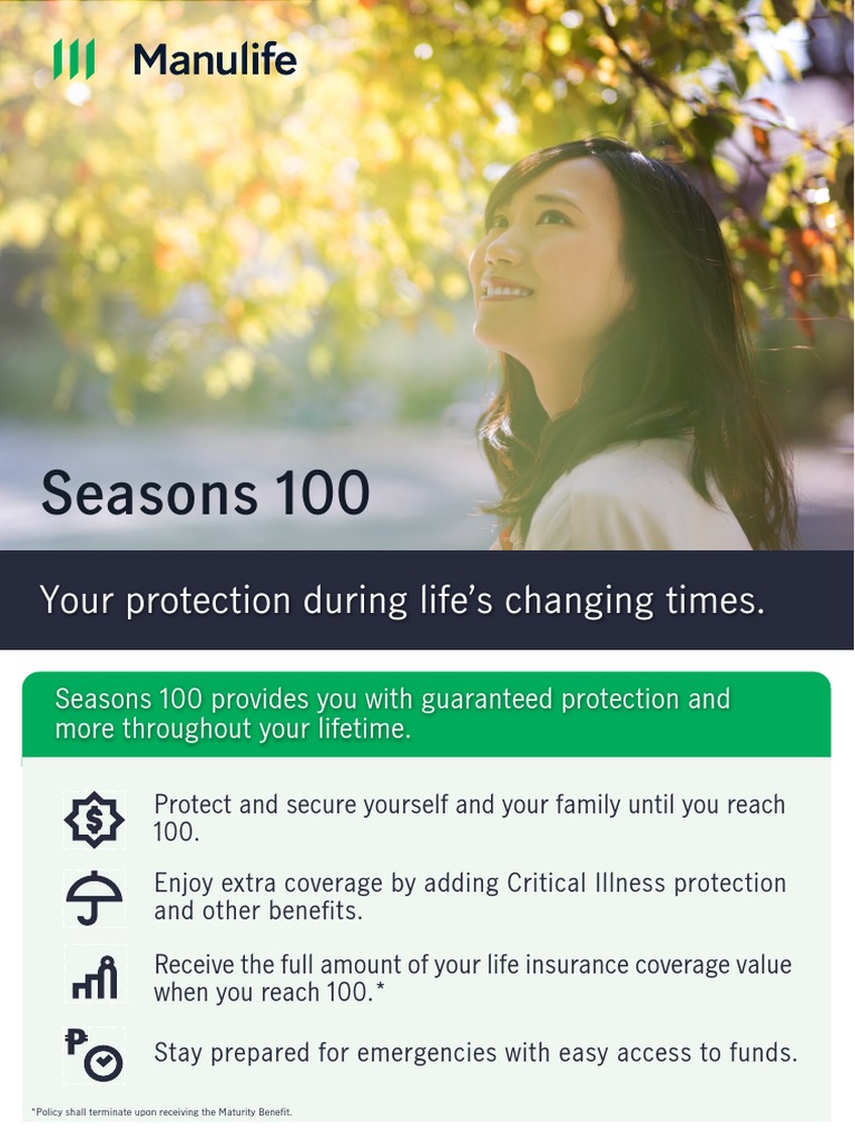 Manulife Seasons100 Whole Life Insurance Brochure | PDF | Financial ...