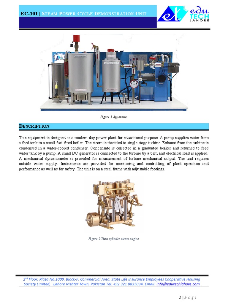 EC-101 Steam Power Cycle Demonstration Unit | Download Free PDF | Steam Engine | Steam