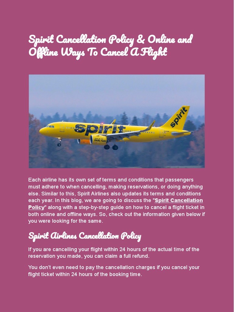 Spirit Airlines Cancellation Guide | PDF | Online And Offline | Airport