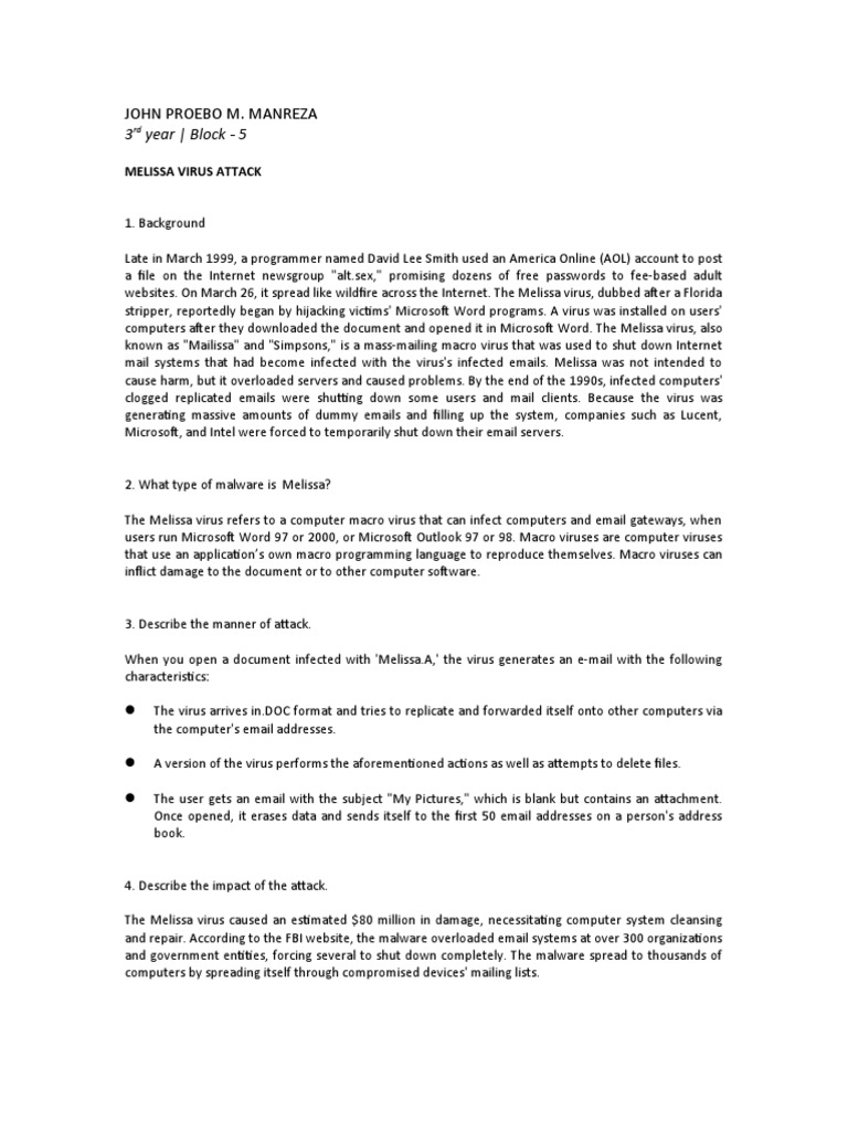 Melissa Virus Attack | PDF | Computer Virus | Malware