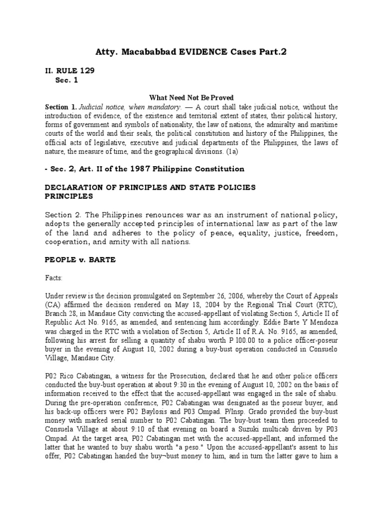 Evidence CASES Atty. MAcababbad Part 2 | PDF | Plea | Burden Of Proof (Law)