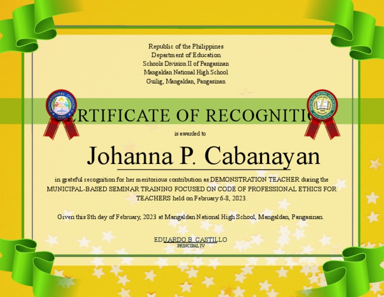 INSET Cert Short | PDF