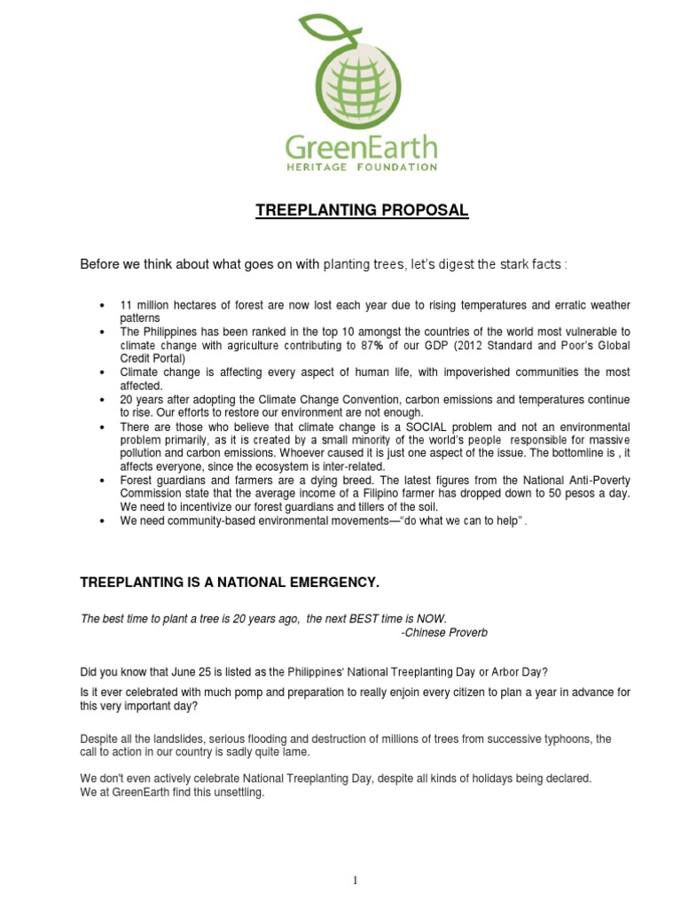 2019 Tree Planting Proposal GreenEarth Heritage Foundation | PDF ...