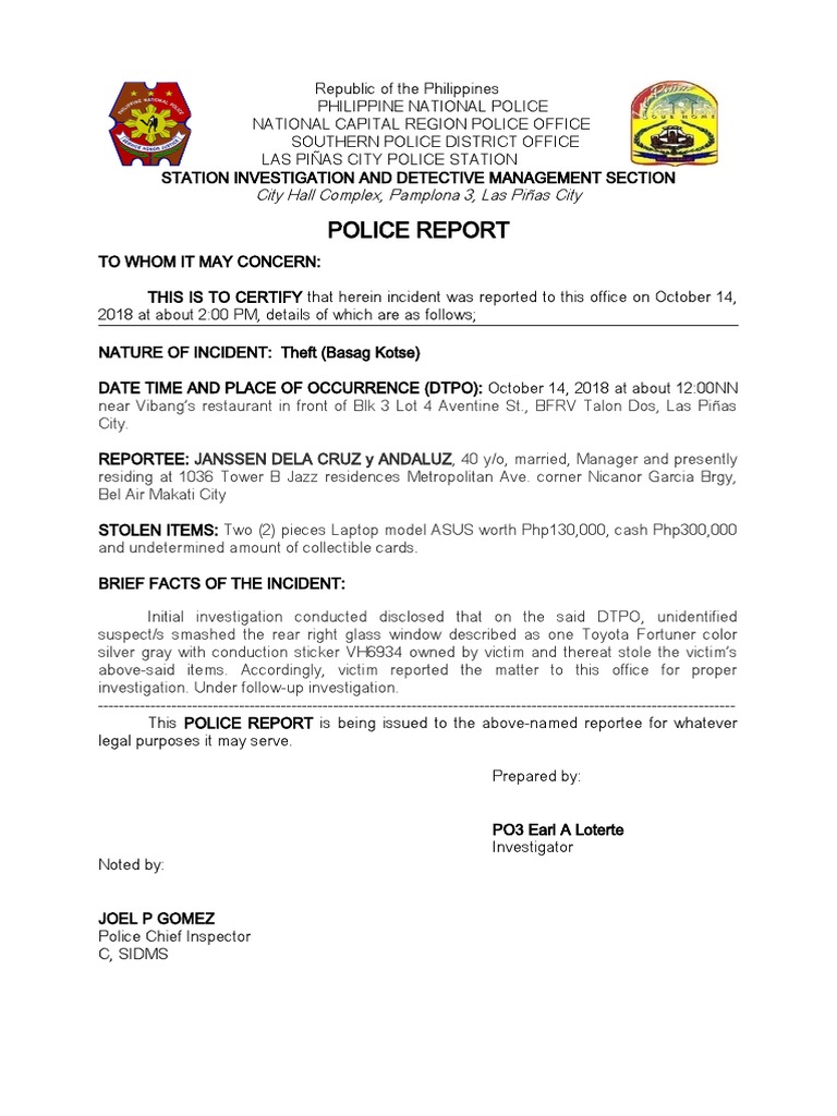 Police Report Lost Firearm | PDF | Hazards | Deviance (Sociology)