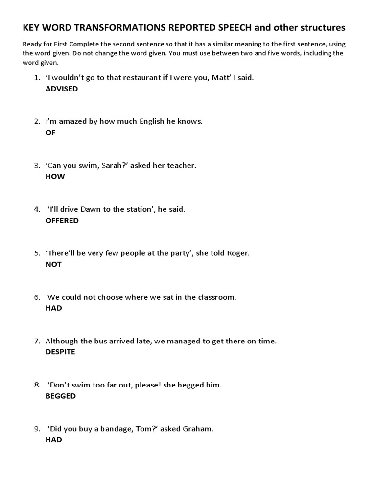 English Grammar Transformations | PDF