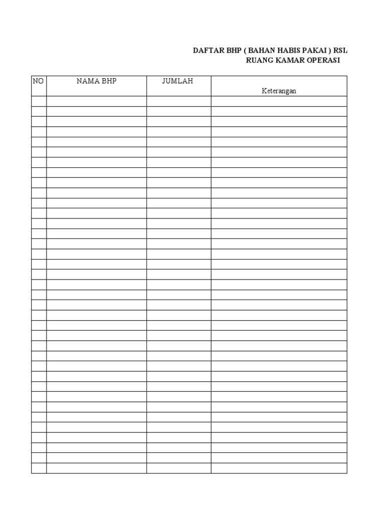 Daftar BHP Bidan Perawat Edit | PDF