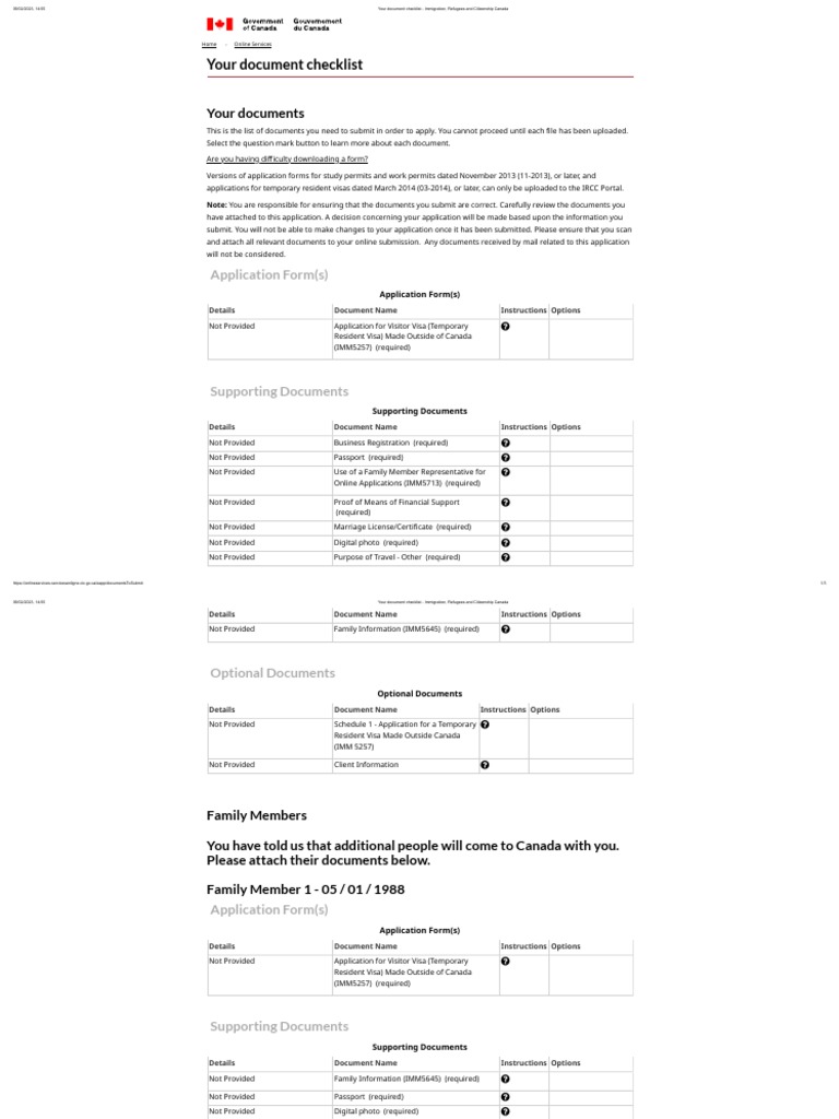 Your Document Checklist - Immigration, Refugees and Citizenship Canada ...