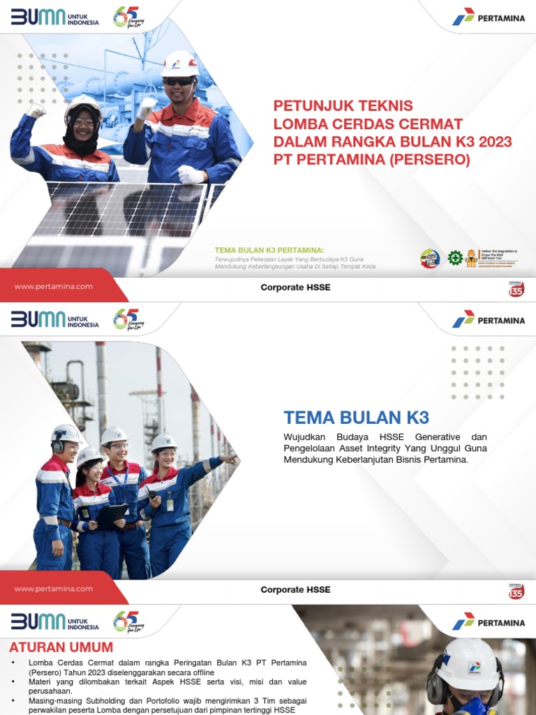 Petunjuk Teknis Lomba Cerdas Cermat Dalam Rangka Bulan K3 2023 PT Pertamina (Persero) | PDF