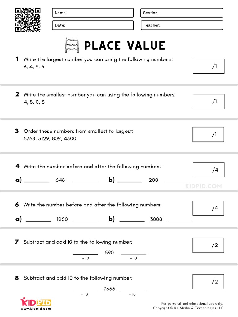 Place Value Worksheet For Grade 3 Pdf Naming Conventions Arithmetic