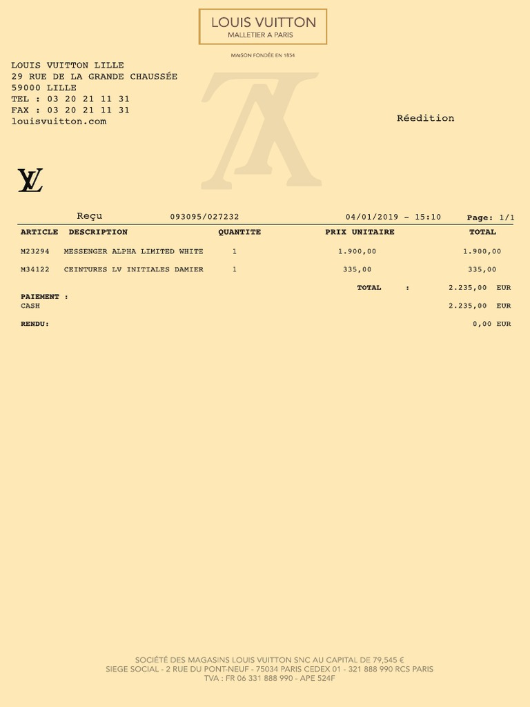 Facture Louis Vuitton | PDF