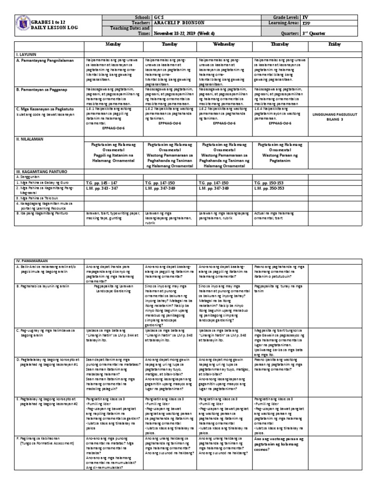 Grade 4 DLL EPP 4 Q3 Week 4 | PDF