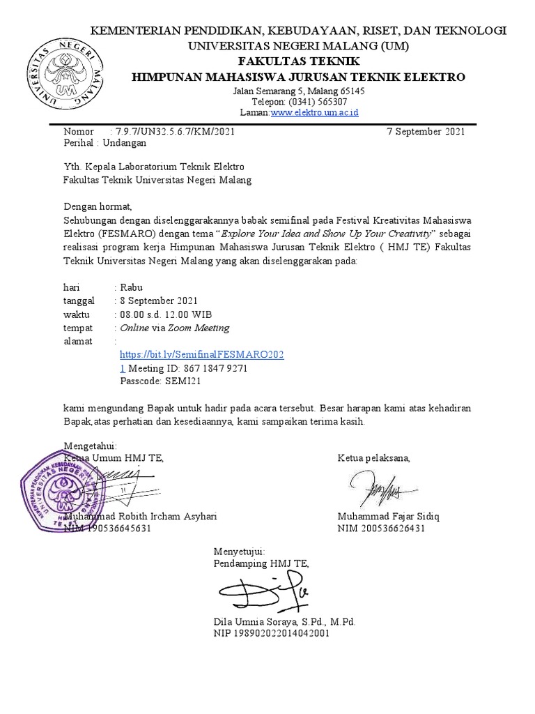 Undangan Semifinal FESMARO 2021 | PDF | Teknologi & Rekayasa